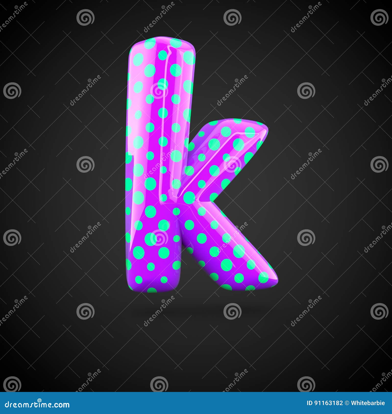 Violet Alphabet Letter K Lowercase with Blue Dots Isolated on White ...