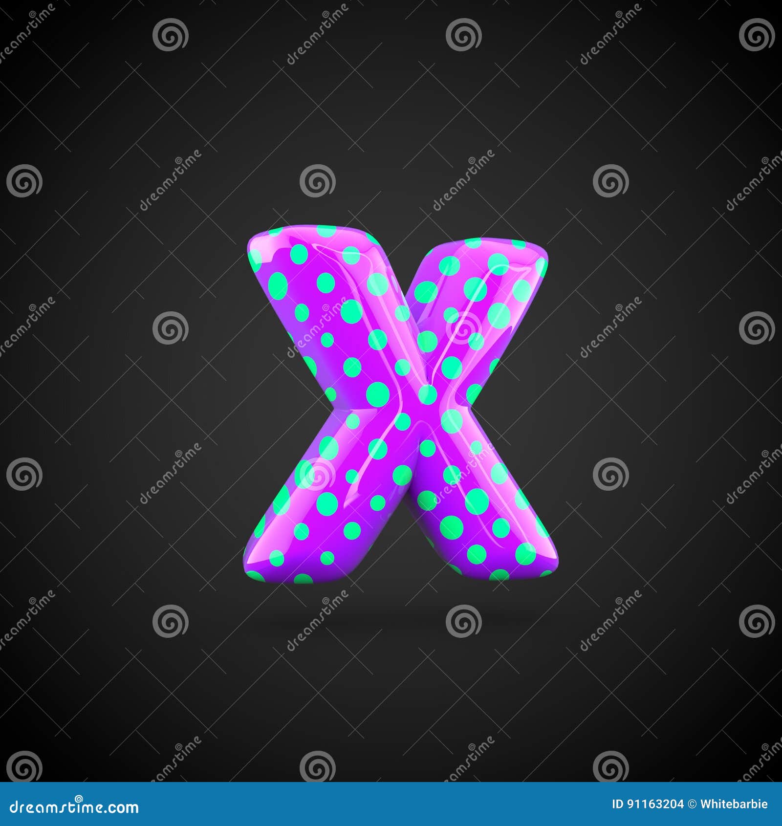 Violet Alphabet Letter X Lowercase with Blue Dots Isolated on White ...