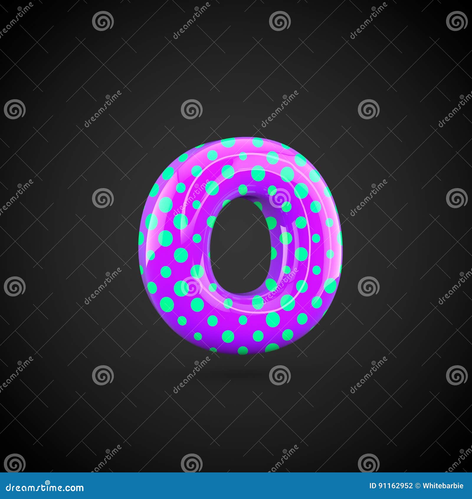 Violet Alphabet Letter O Lowercase with Blue Dots Isolated on White ...
