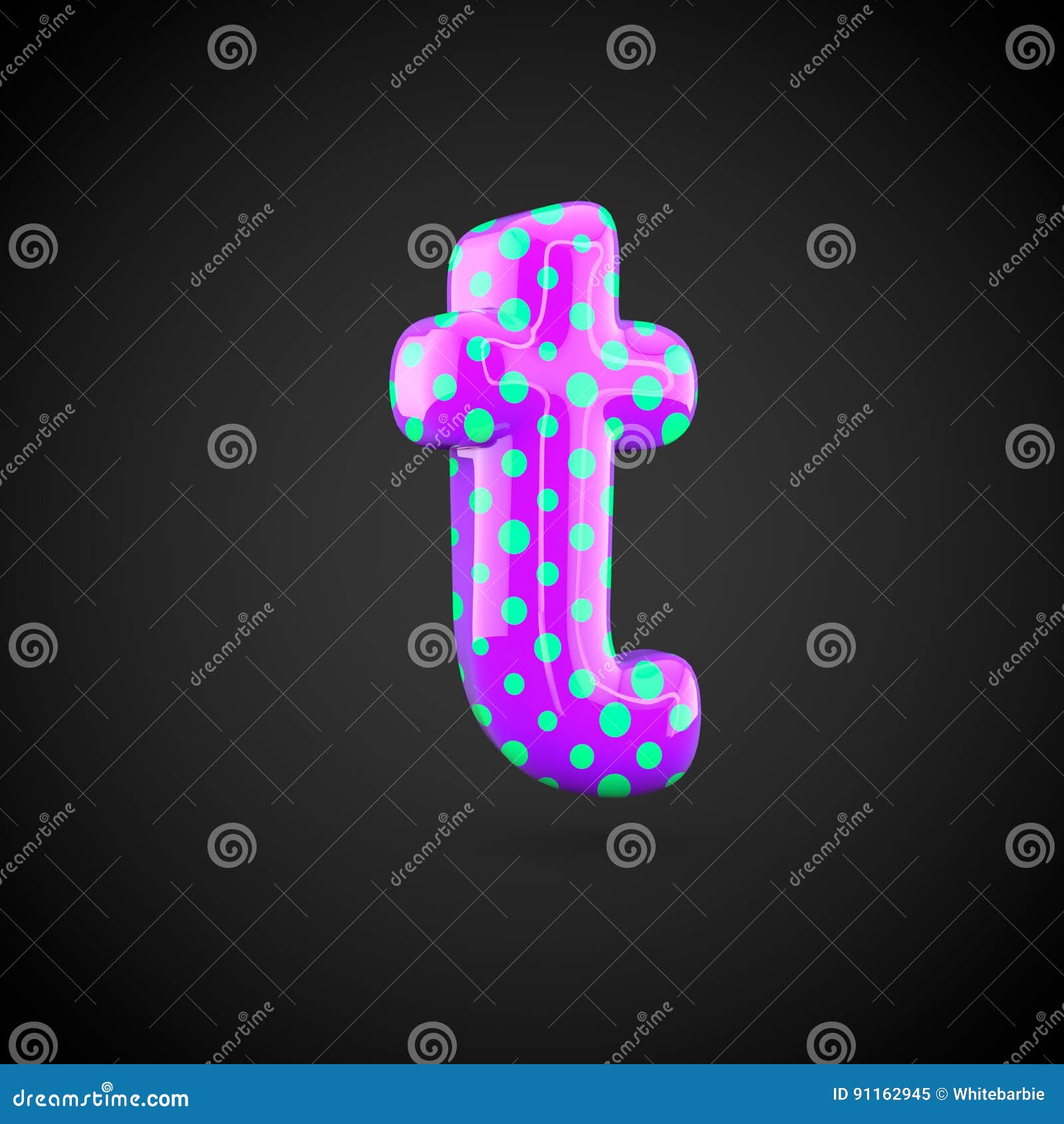 Violet Alphabet Letter T Lowercase with Blue Dots Isolated on White ...