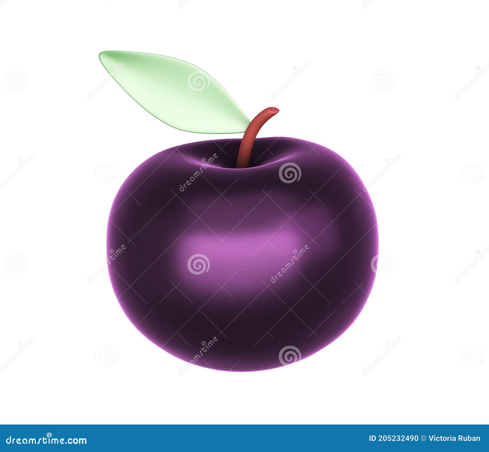 Violet Apple Isolated on White Stock Illustration - Illustration of ...