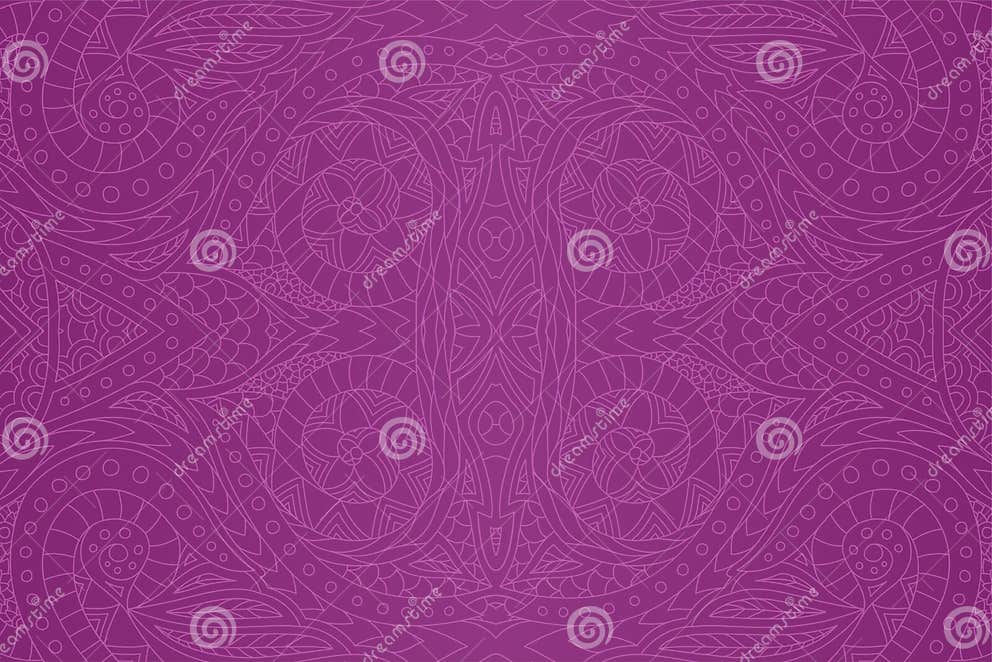 Violet Art with Abstract Linear Seamless Pattern Stock Vector ...