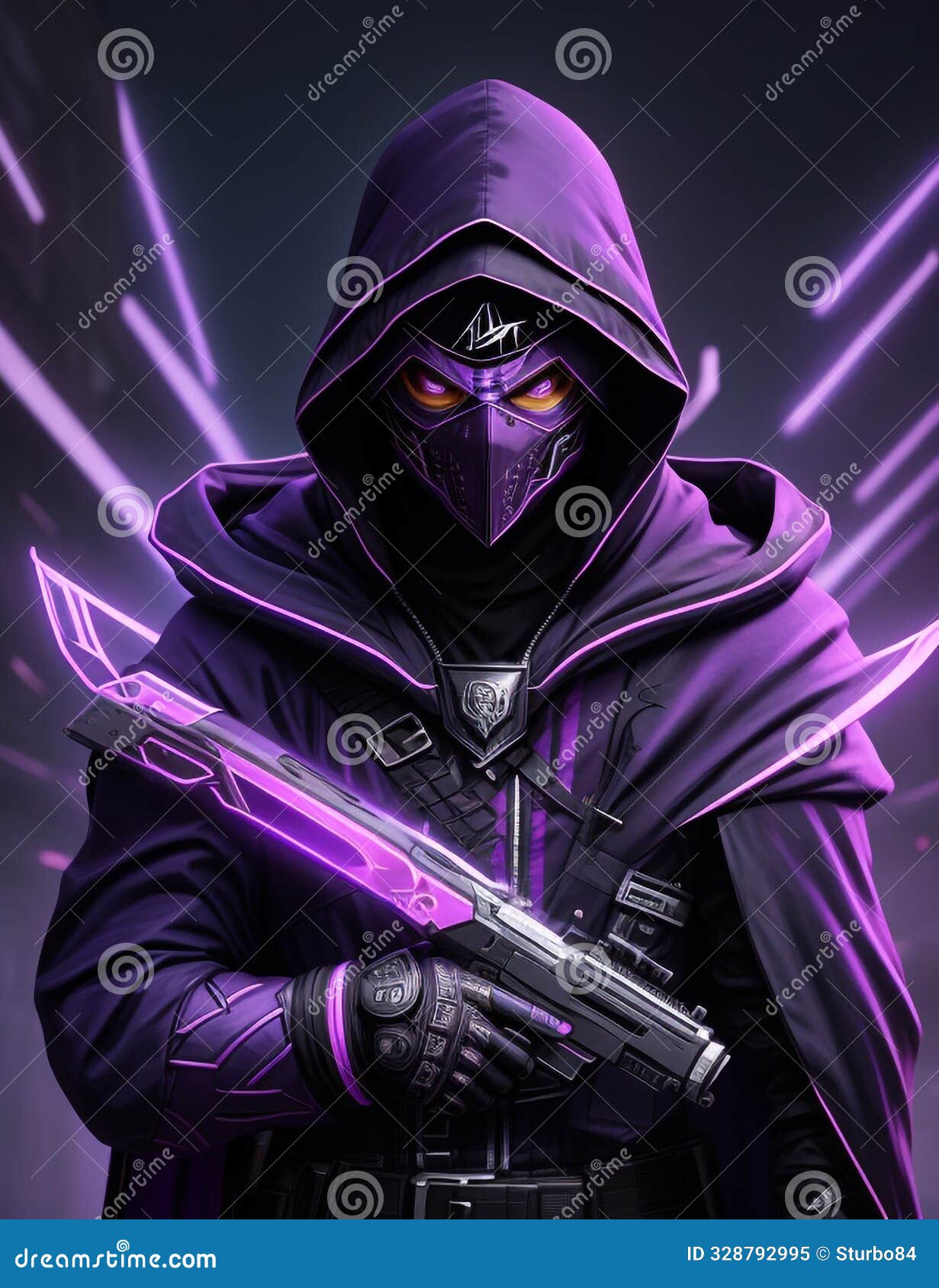 Violet assassin wallpaper stock illustration. Illustration of ...