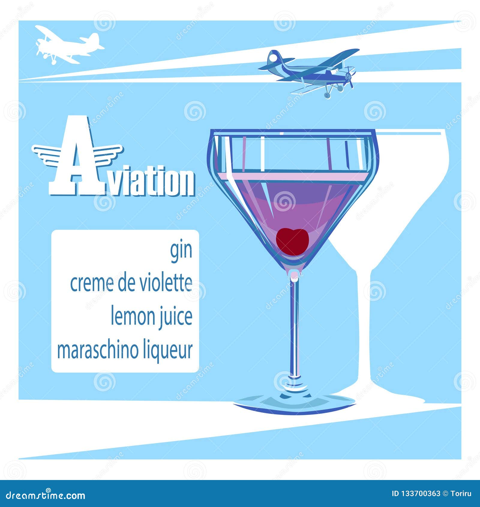 Violet Aviation Cocktail stock vector. Illustration of design - 133700363