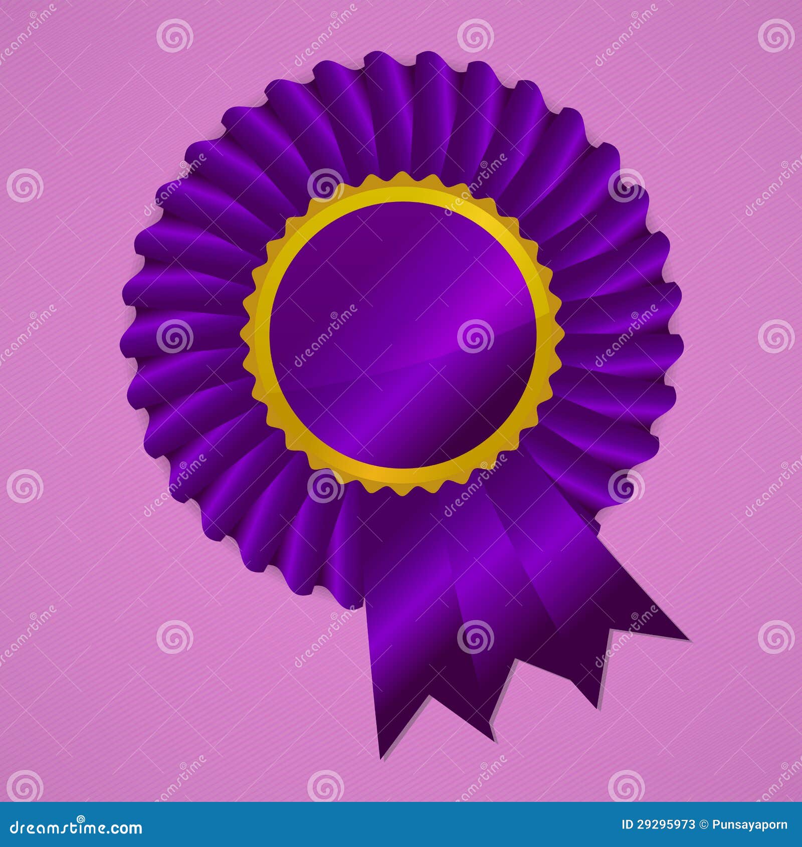Violet Award Ribbon Rosette on Pink Background Stock Vector ...