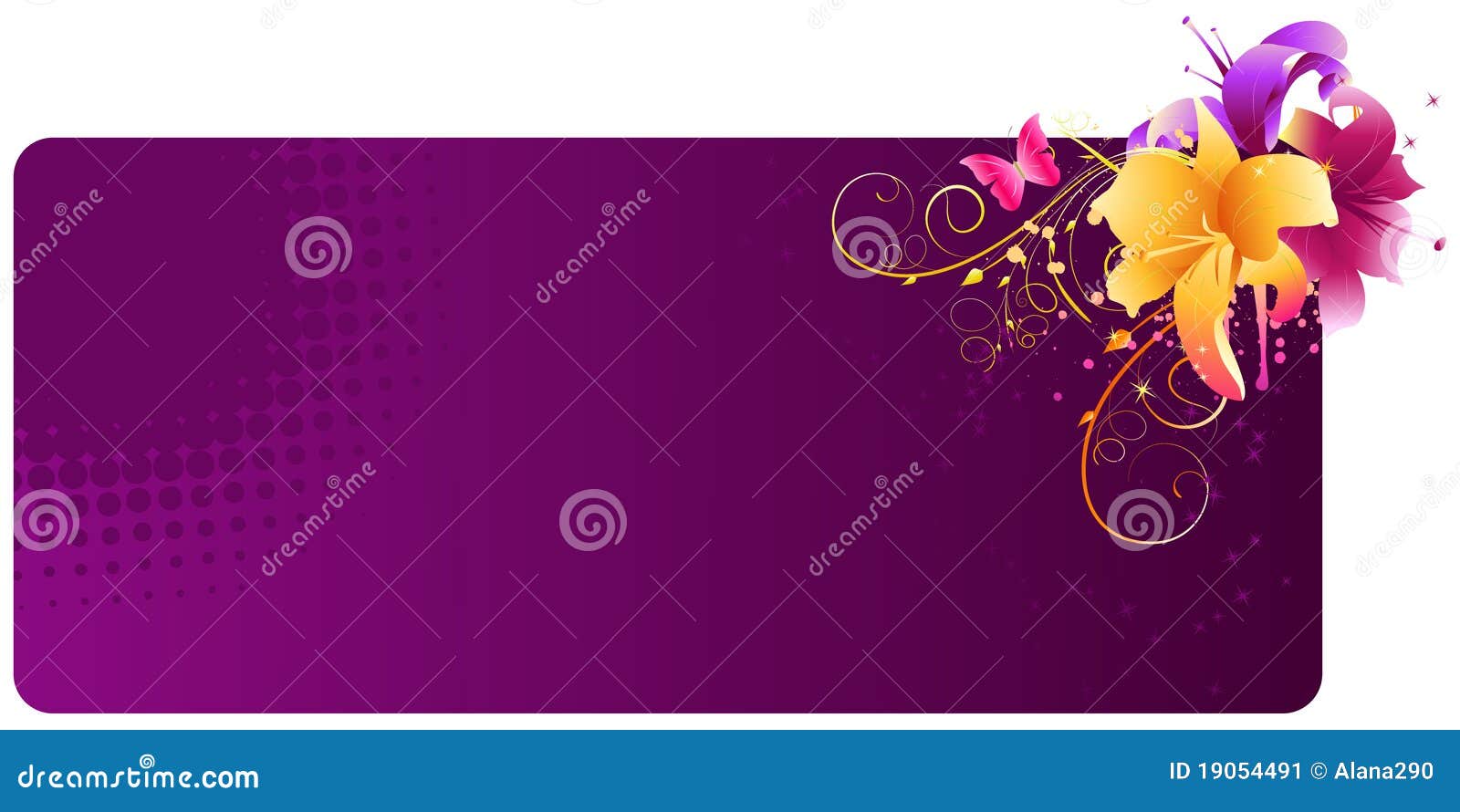 Violet Banner with Lily Flowers Stock Vector - Illustration of ...