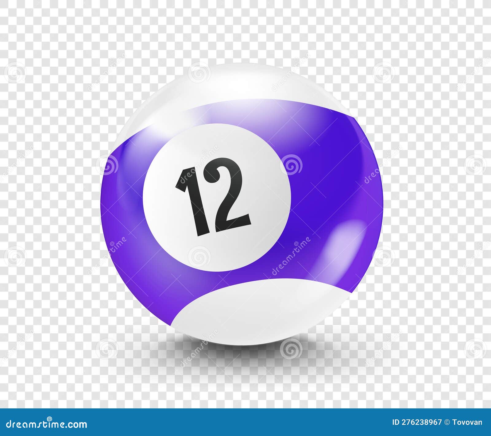 Violet Billiard Ball with Number 12. 3d Vector Isolated on Transparent ...