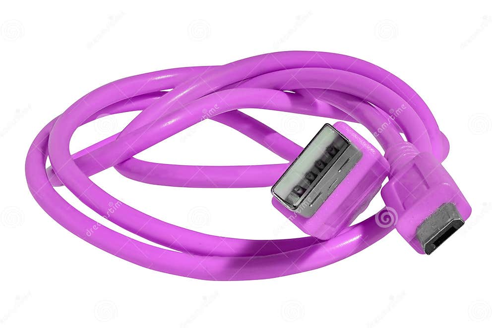 Violet Cable Isolated on White Background. Usb and Micro-usb Stock ...