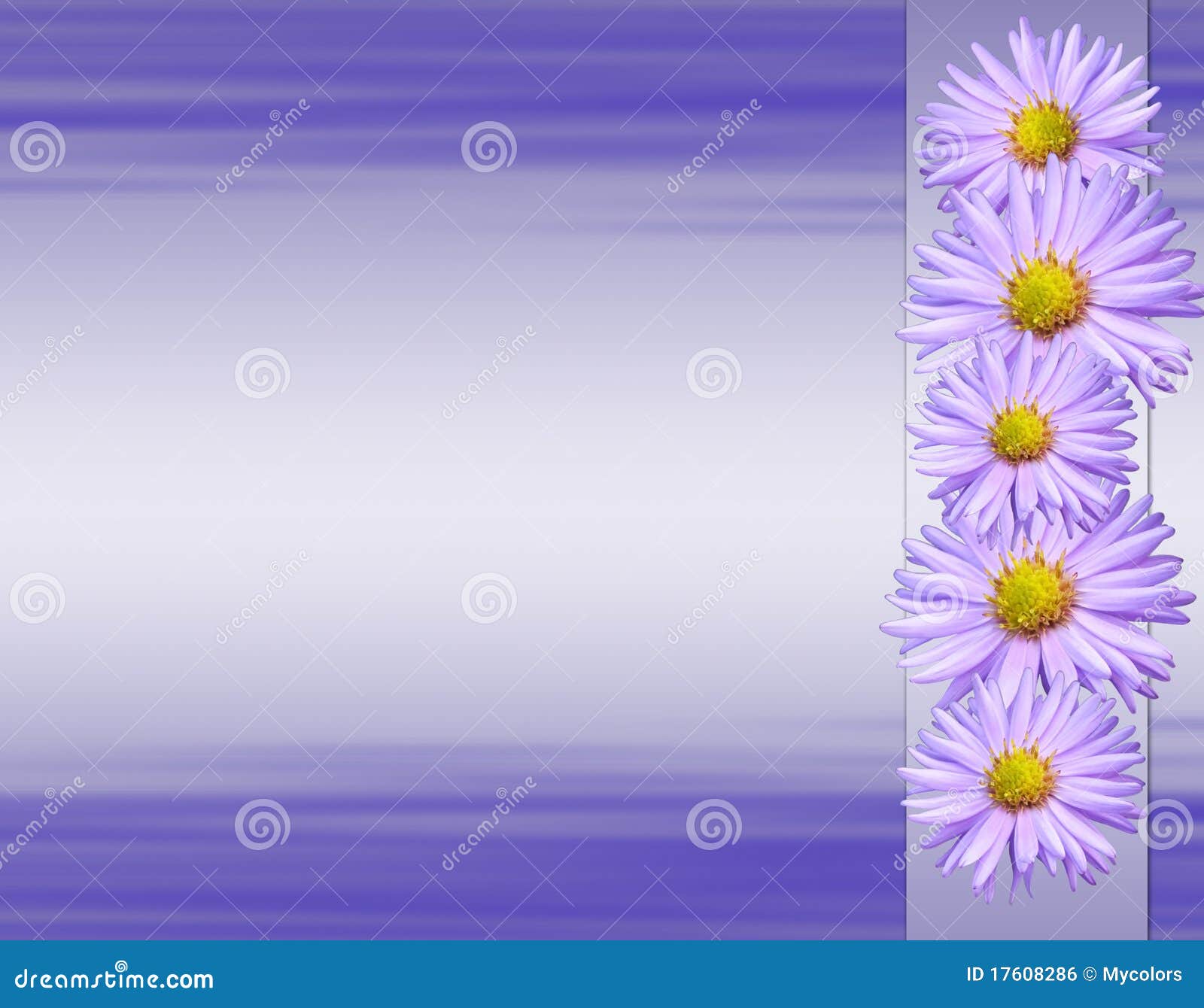 Violet Card with Gradient and Flowers Stock Illustration - Illustration ...
