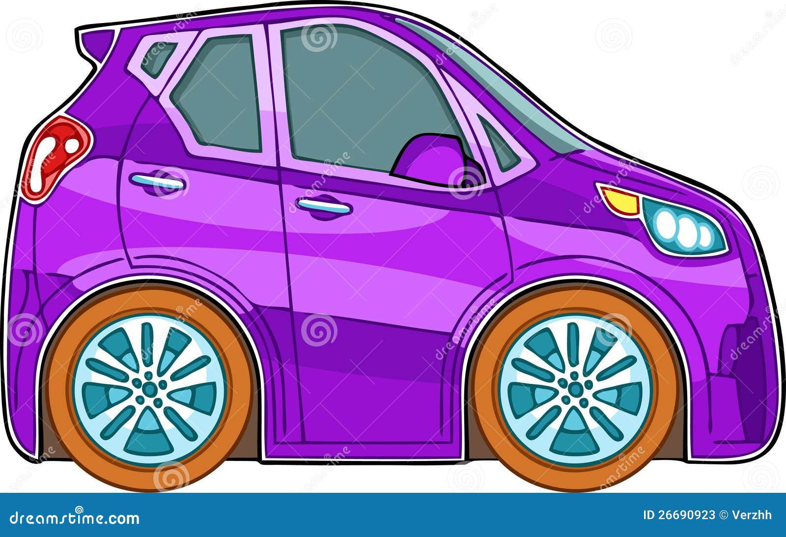 Violet cartoon car stock vector. Illustration of wheels - 26690923