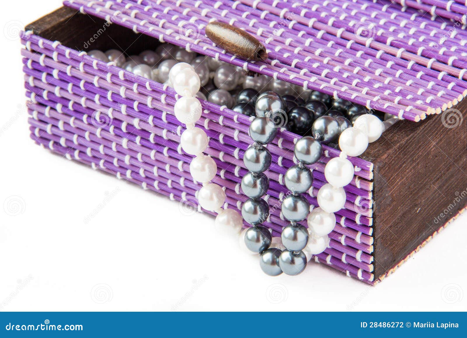 Violet casket with pearls stock photo. Image of bead - 28486272