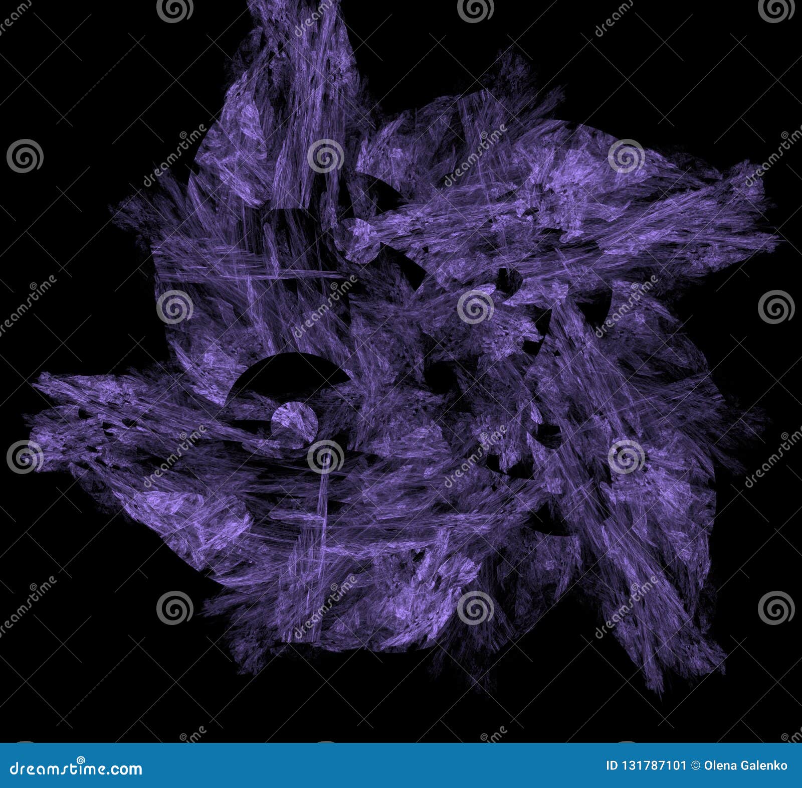 Violet Cloud Fractal on Black Background. Fantasy Fractal Texture ...