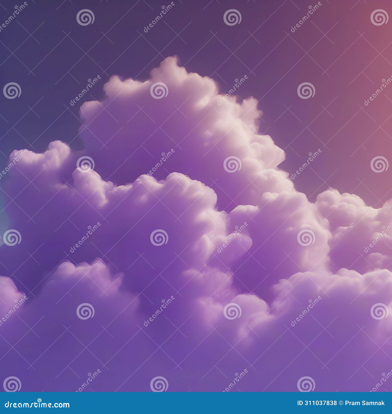 Violet Clouds in the Blue Sky and Sunlight. AI-Generated. Stock ...