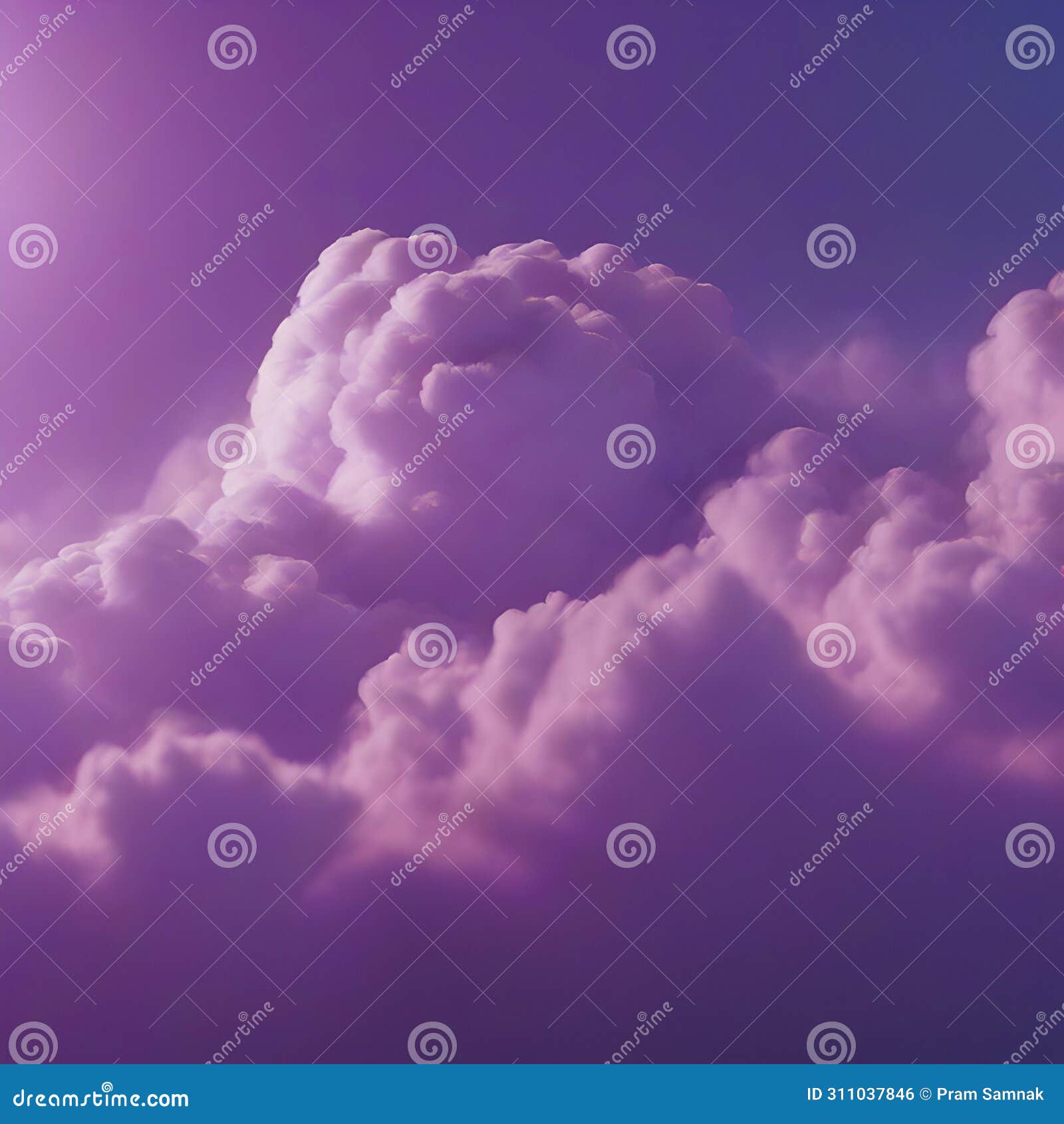 Violet Clouds in the Blue Sky and Sunlight. AI-Generated. Stock ...