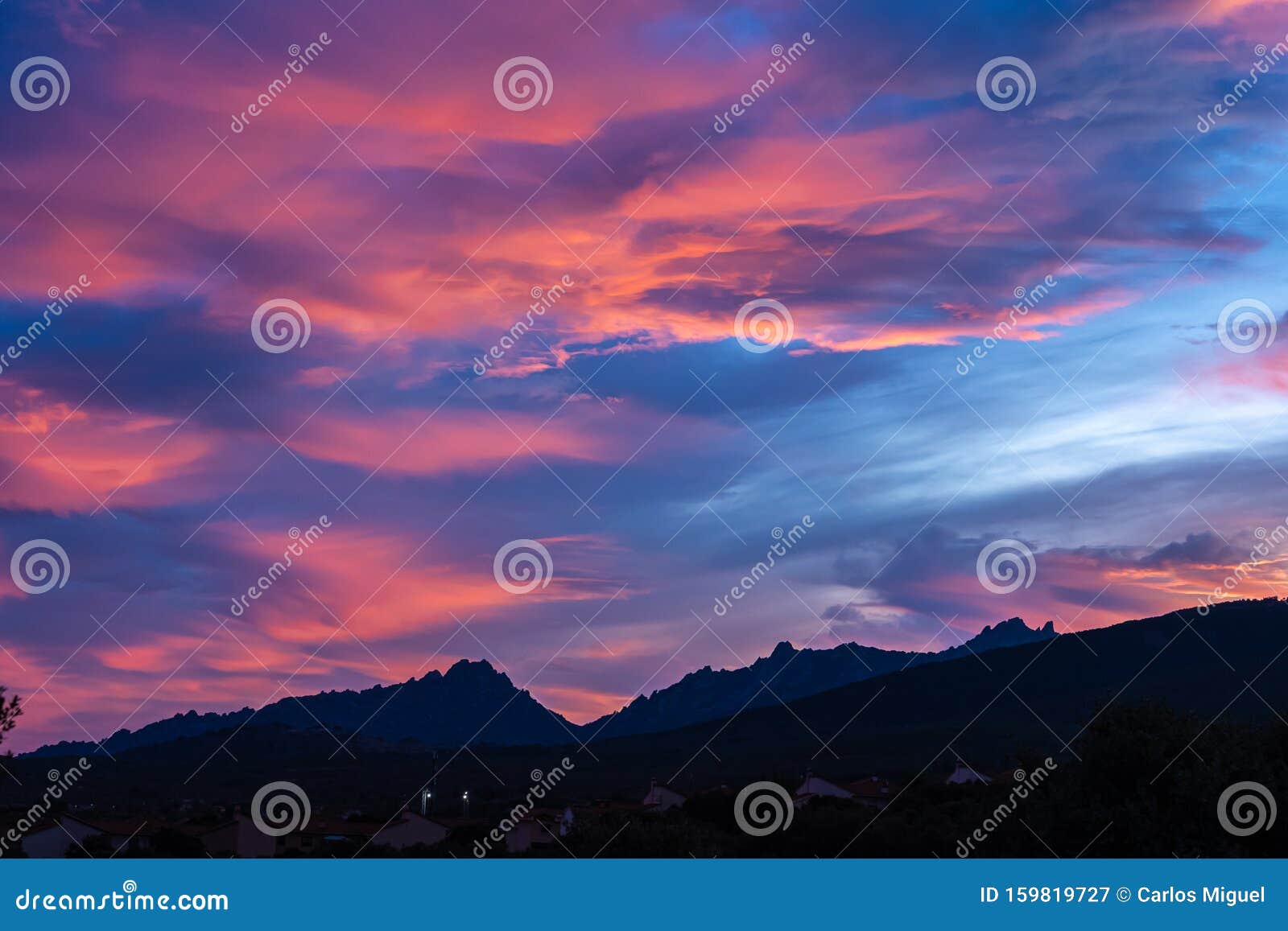 Violet Clouds in a Dramatic Sunset Stock Image - Image of atmosphere ...