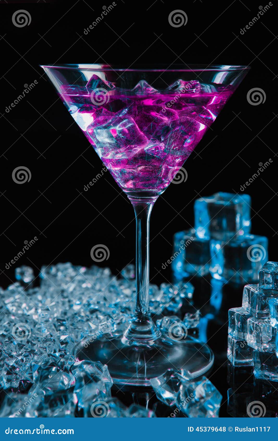 Violet Coctail with Ice Cubes Stock Photo - Image of frozen, brown ...