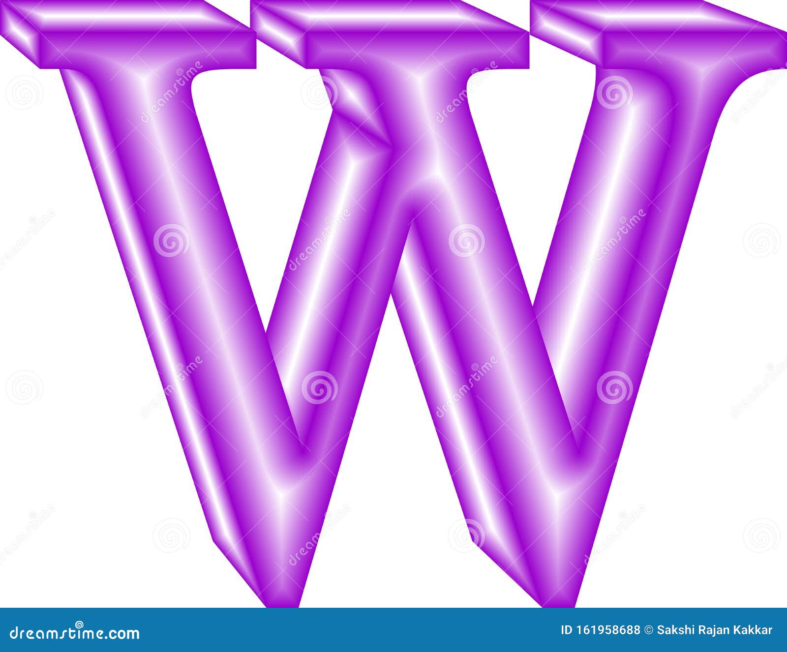 Violet Color Alphabet W with 3d Effect Isolated on White Surface ...