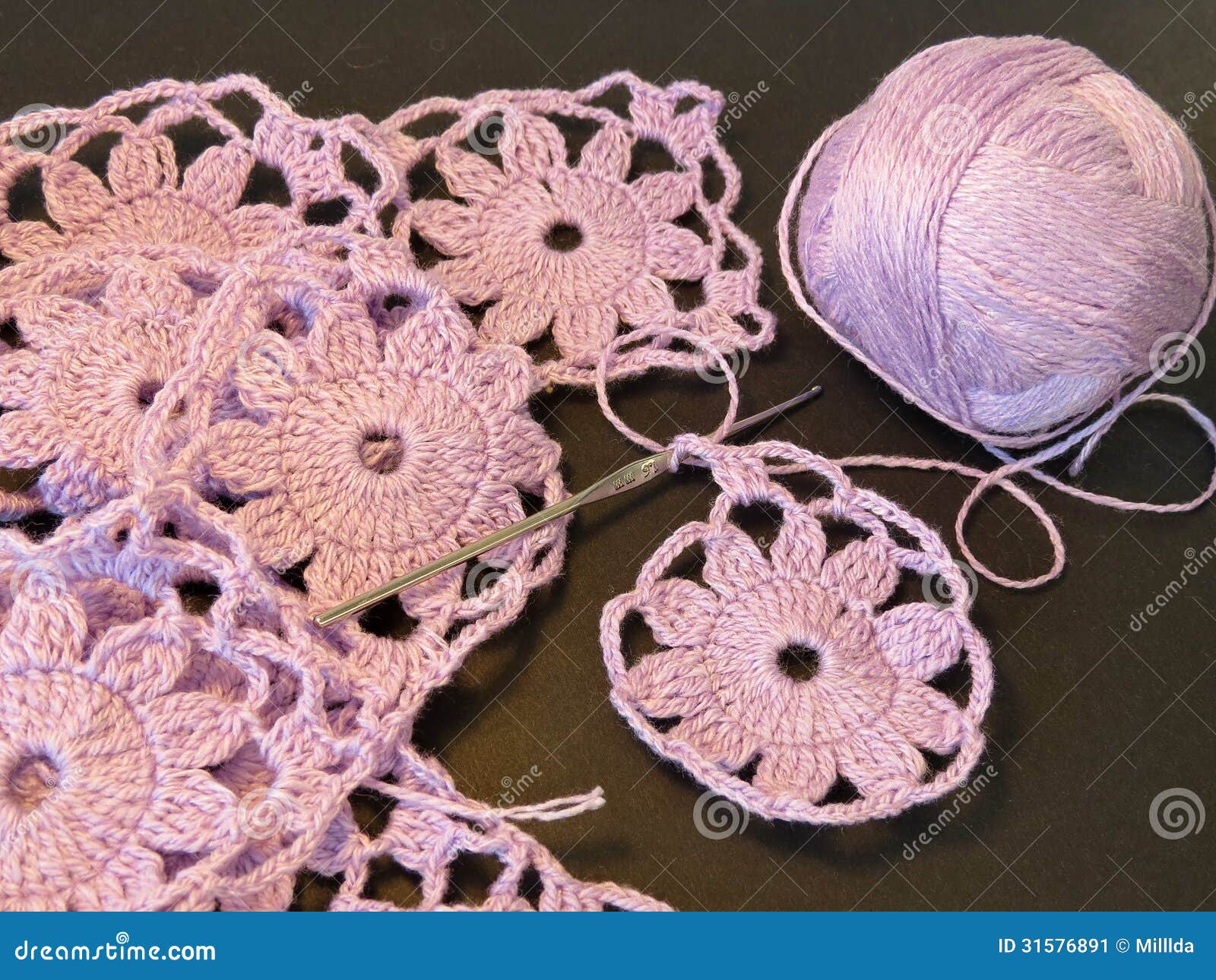 Violet crochet stock image. Image of create, hand, fiber - 31576891