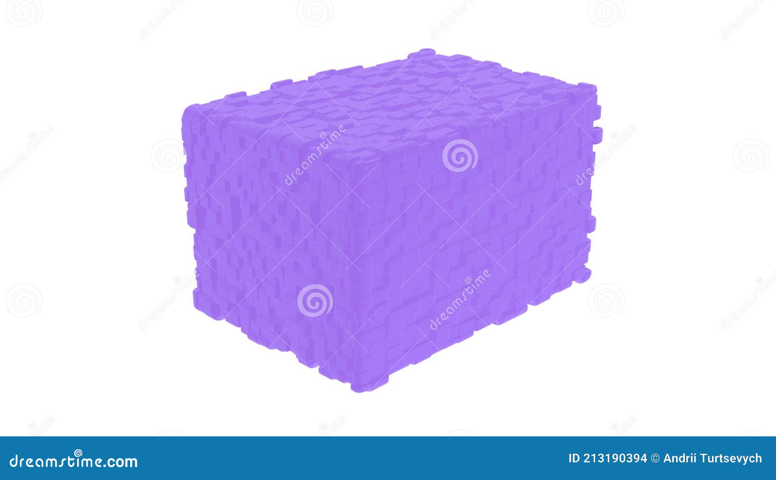 Violet Cube on White Background with Displacement Rectangular Blocks ...