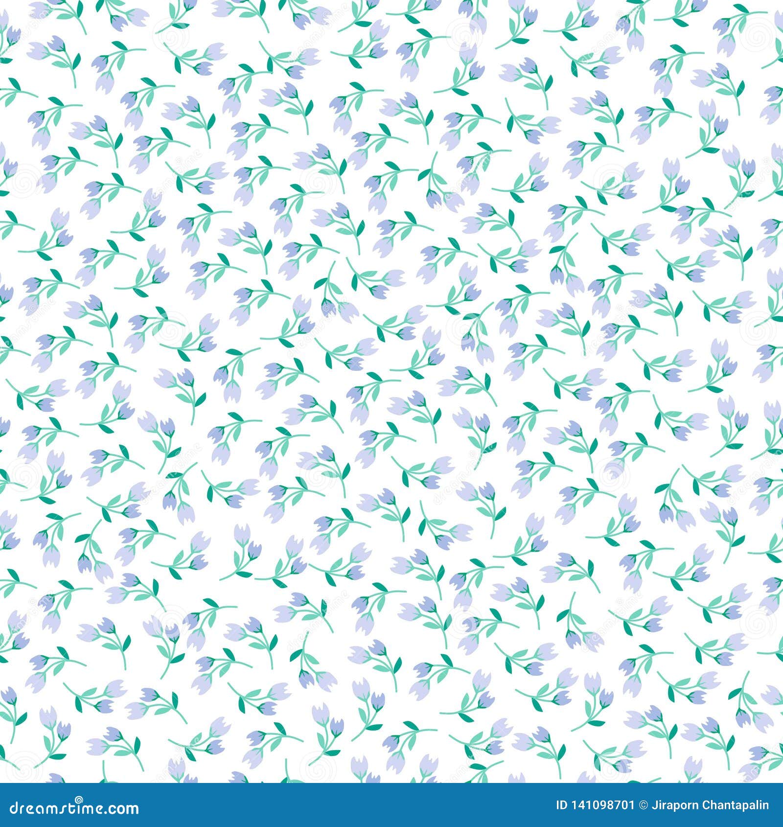 Violet Cute Flower Seamless Pattern Stock Illustration - Illustration ...