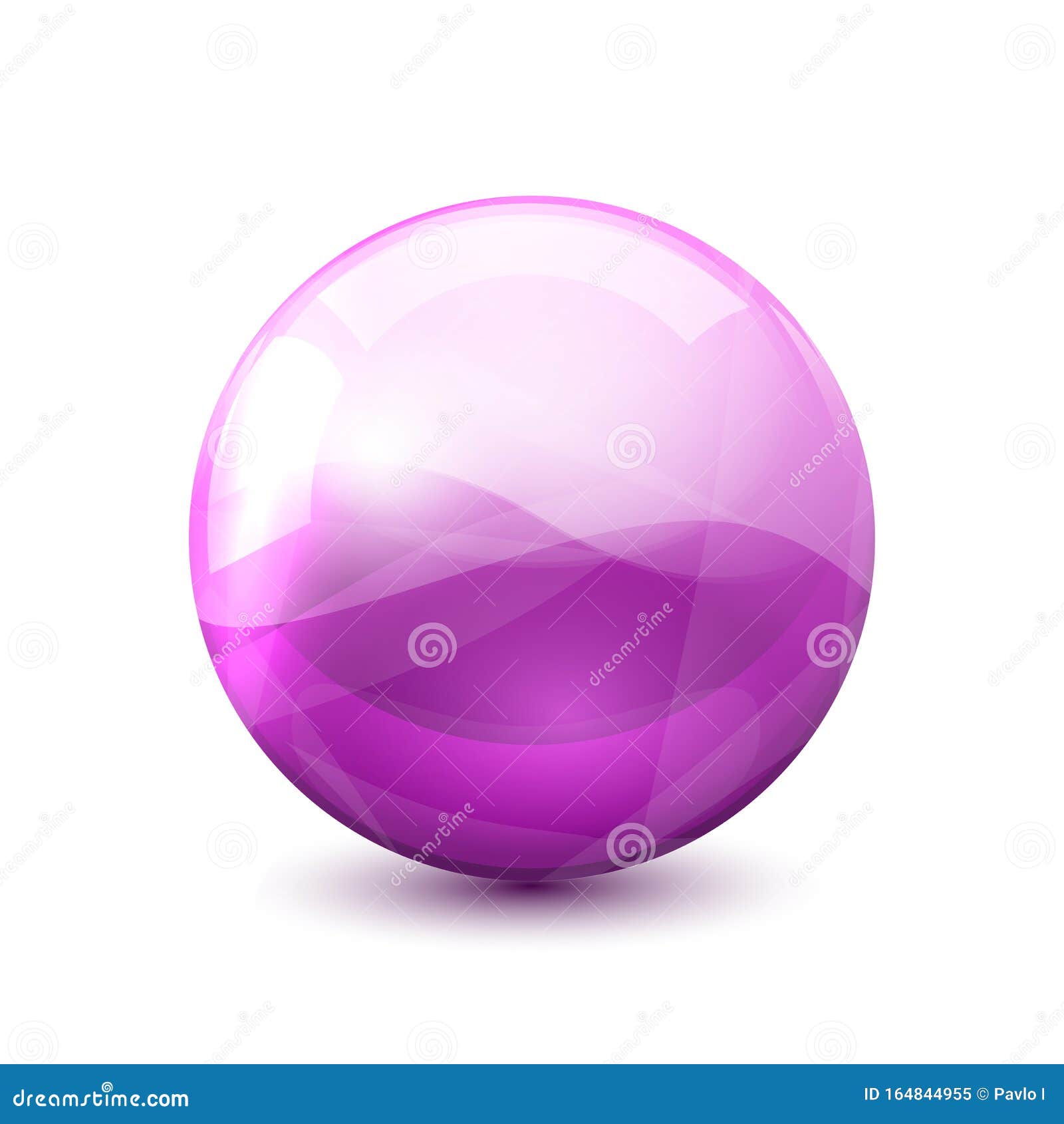 Violet 3D Crystal Magic Sphere. Glass Transparent Ball with Shadows â ...