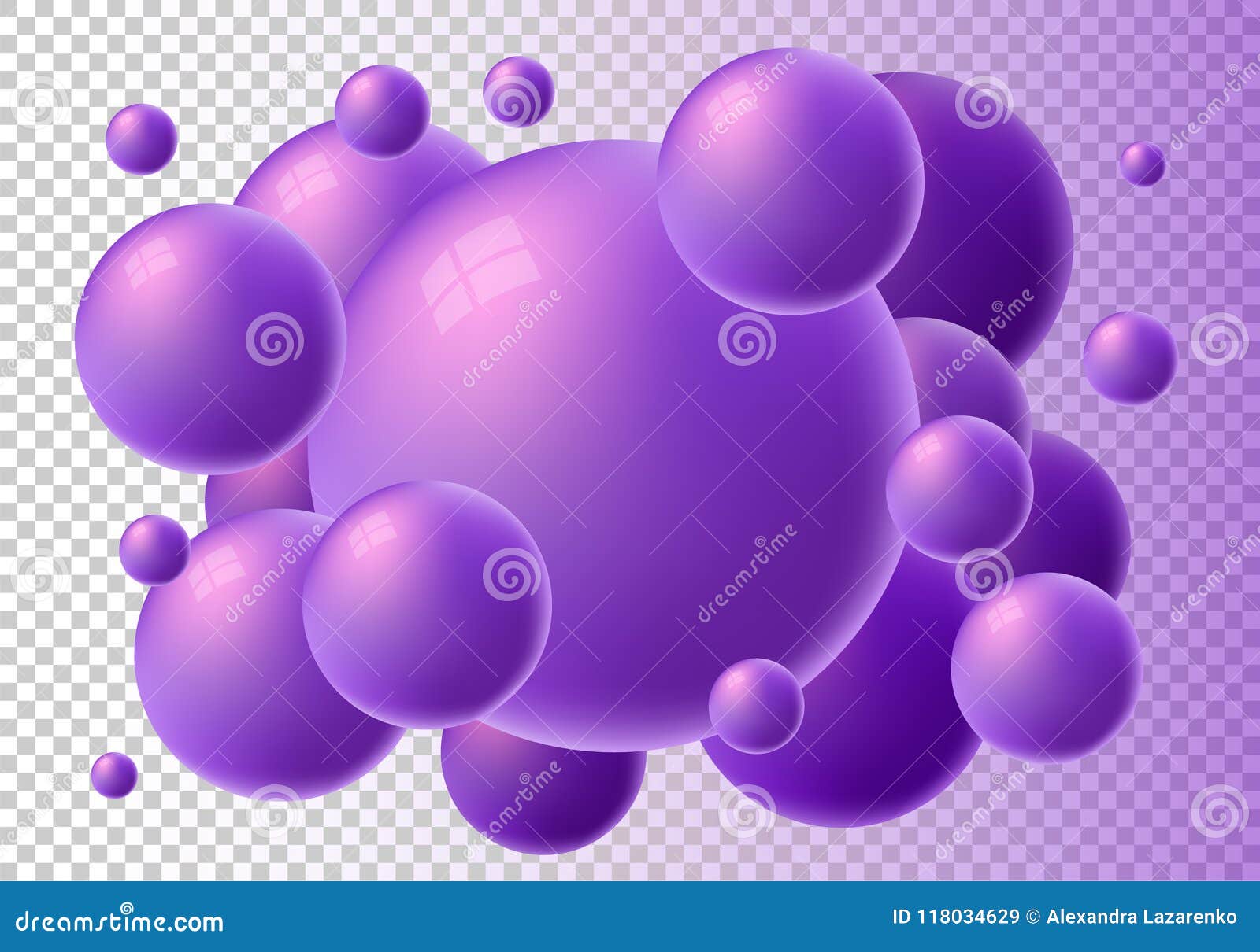 Violet 3d Glossy Spheres with Reflections Stock Vector - Illustration ...