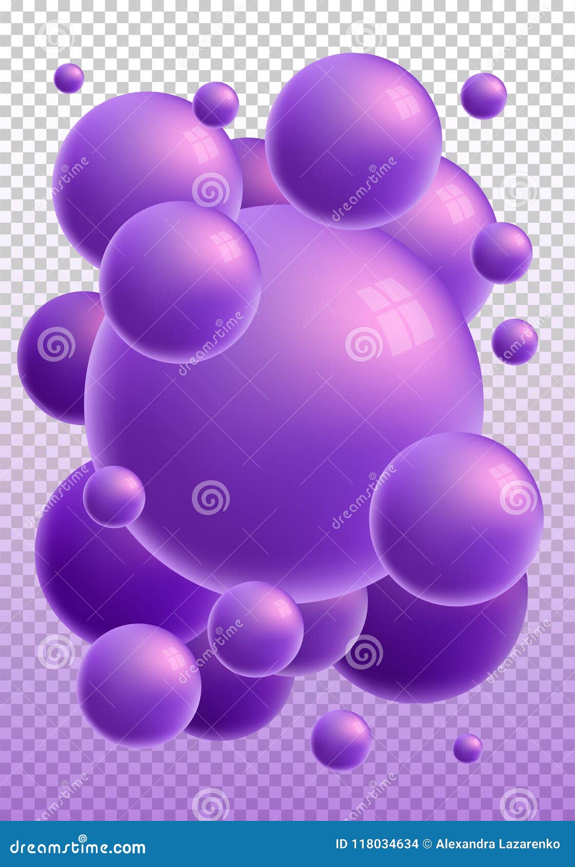Violet 3d Glossy Spheres with Reflections Stock Vector - Illustration ...