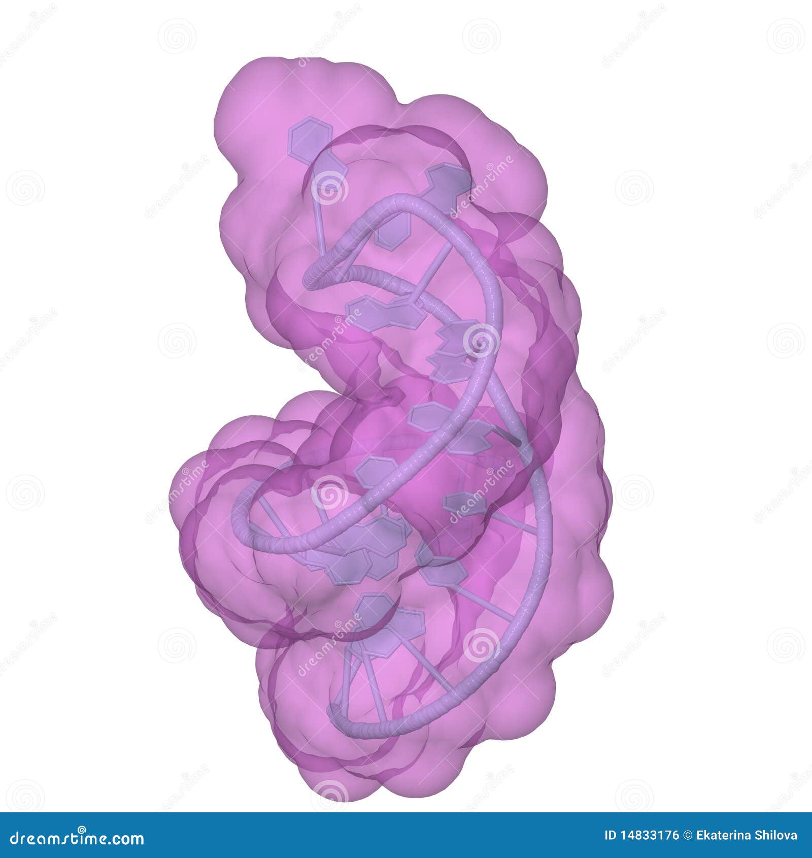 Violet DNA Chains on White Background Stock Illustration - Illustration ...