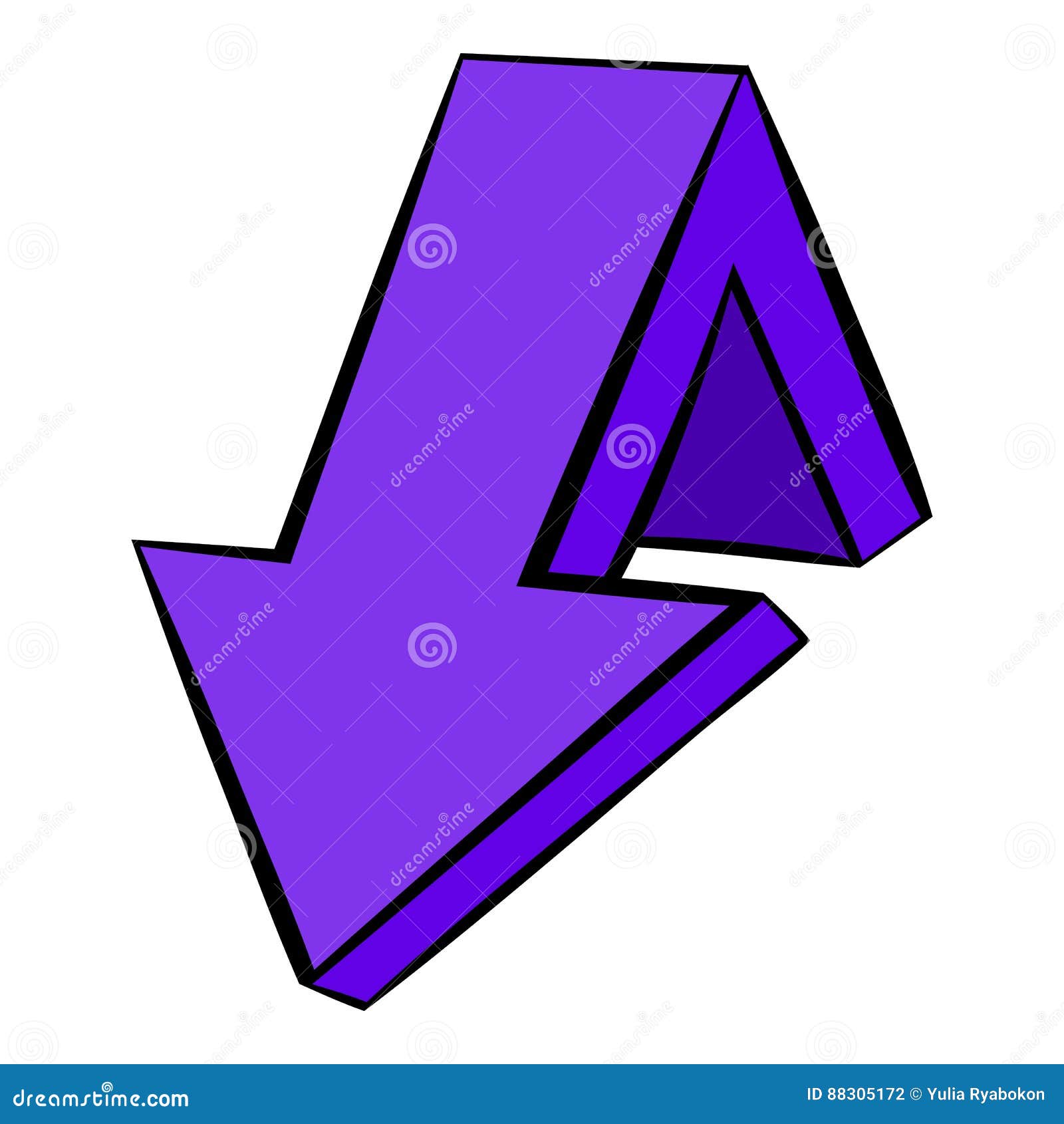 Violet Down Arrow Icon, Icon Cartoon Stock Vector - Illustration of ...