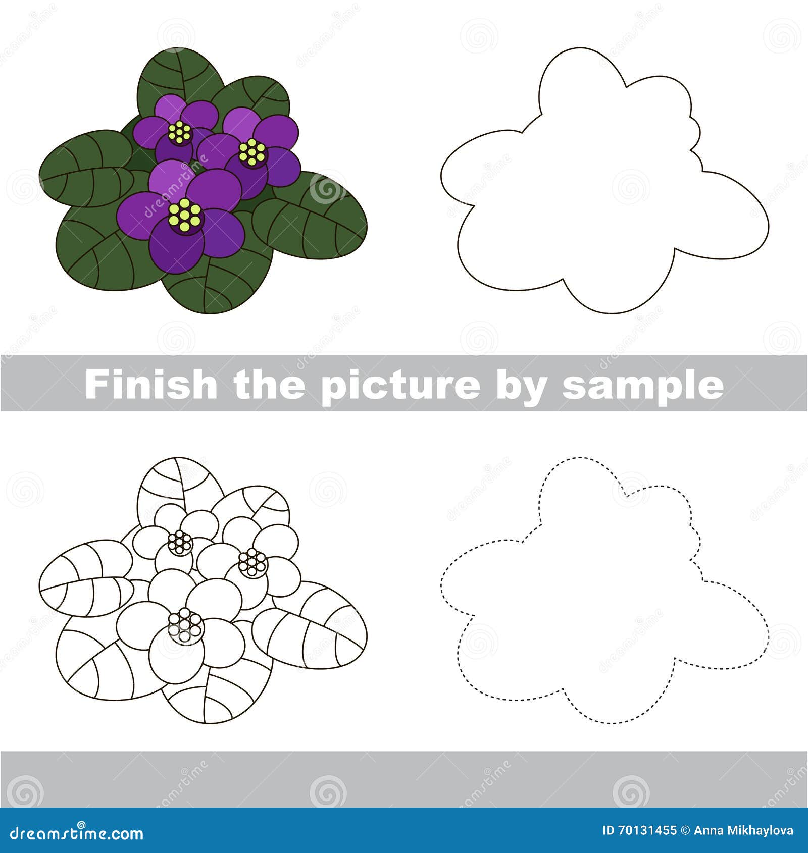 Violet. Drawing worksheet. stock illustration. Illustration of violet ...