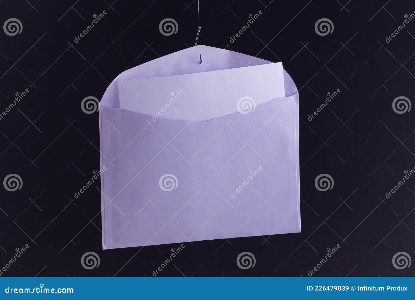 Violet Envelope Hanging on a Fishing Hook Stock Image - Image of risk ...