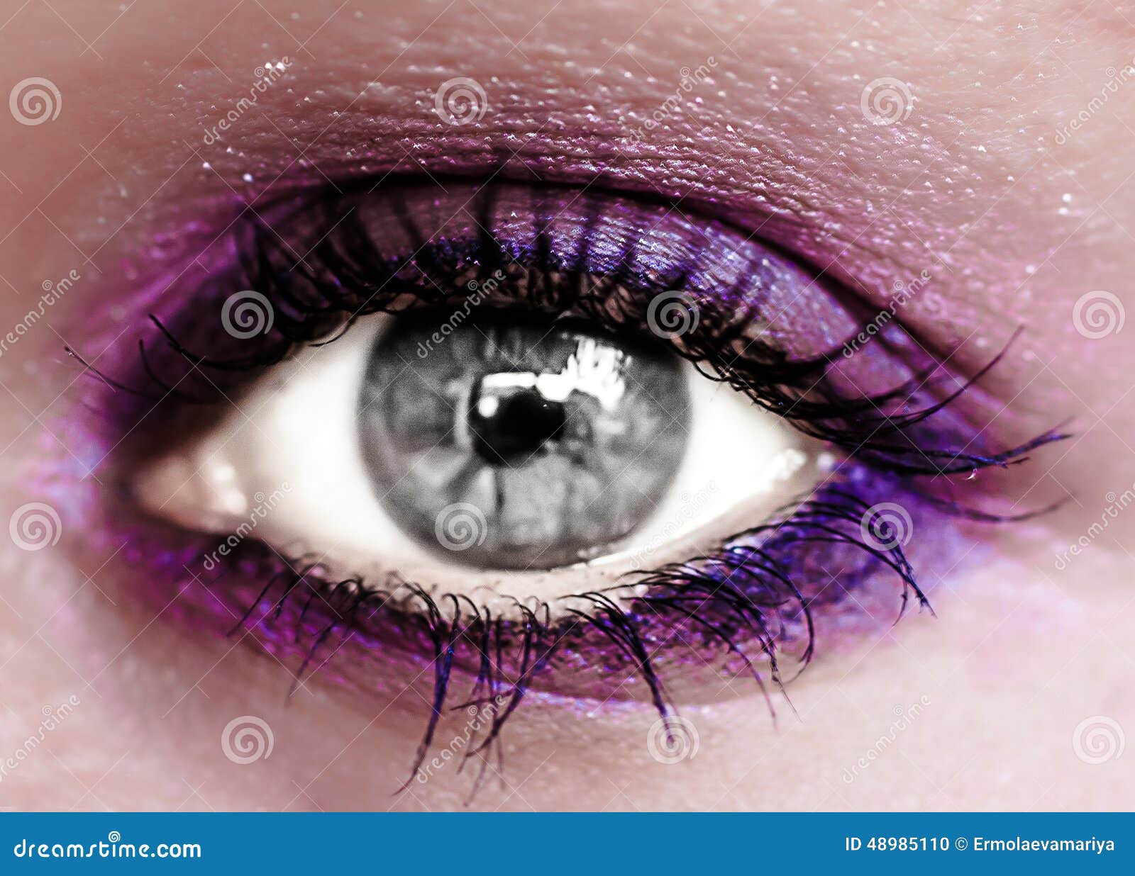 Violet Eye Makeup. Beautiful Eyes Make-up. Macro Stock Photo - Image of ...