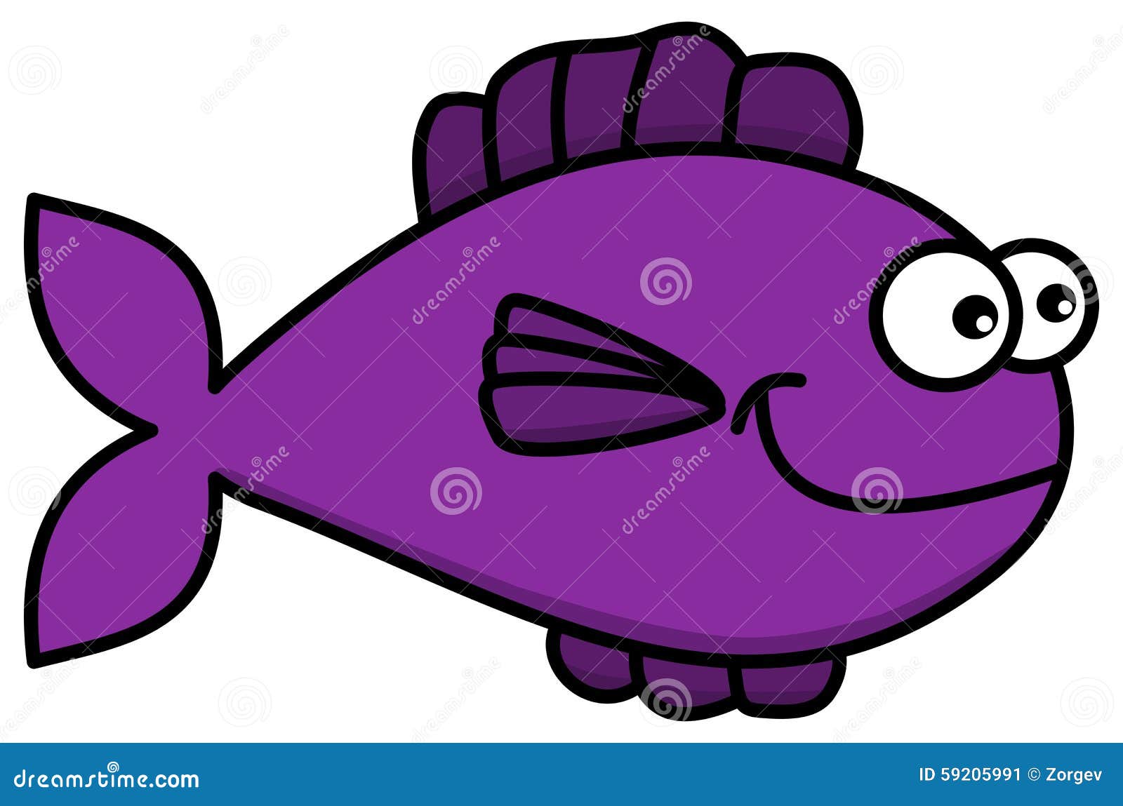 A violet fish swimming stock illustration. Illustration of comic - 59205991