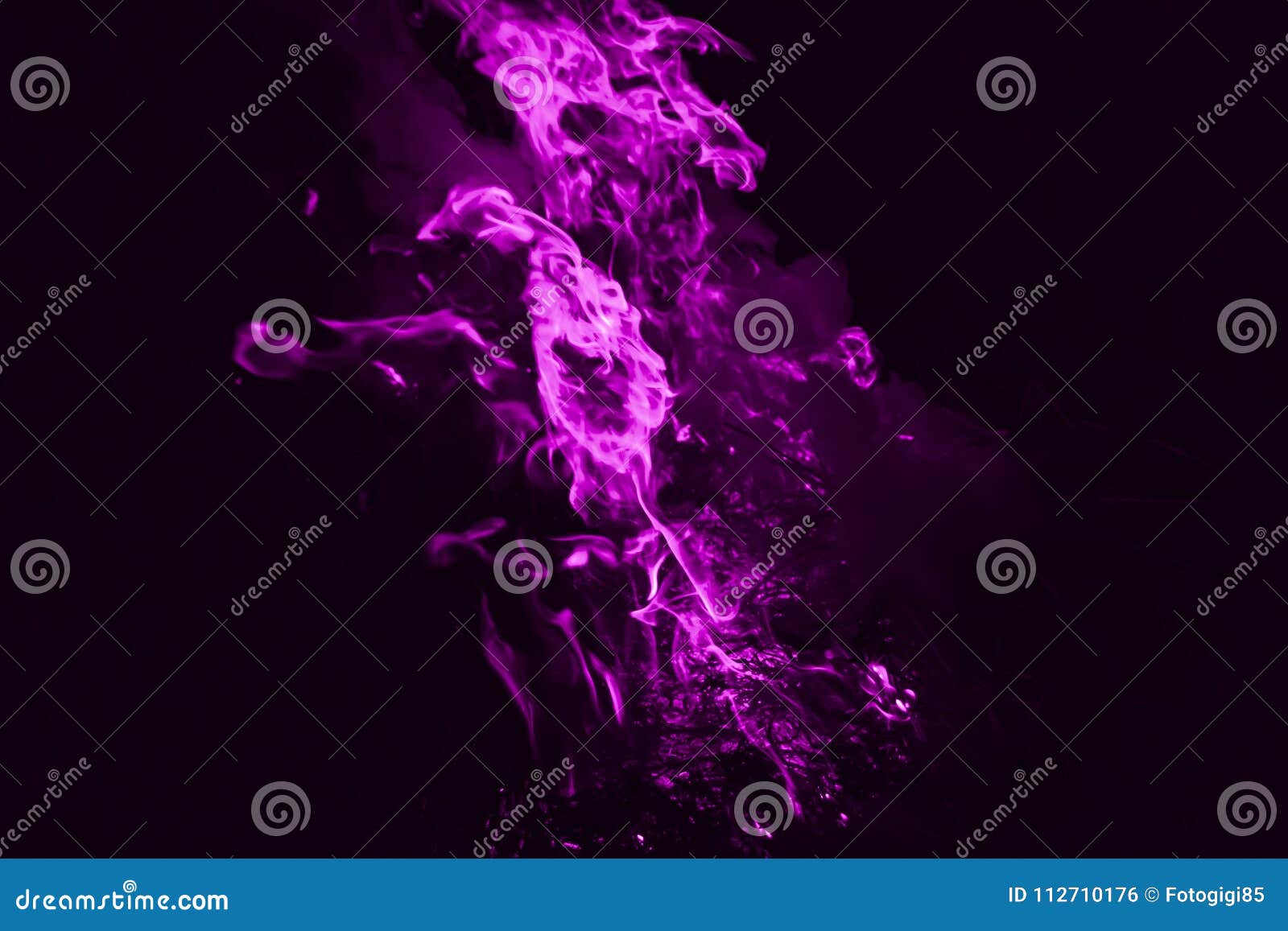 Violet Flame. Burning of Rice Straw at Night. Stock Photo - Image of ...
