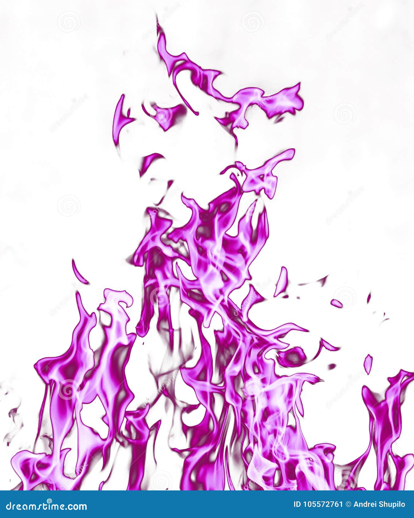 Violet Flame Fire on a White Background Stock Image - Image of spot ...