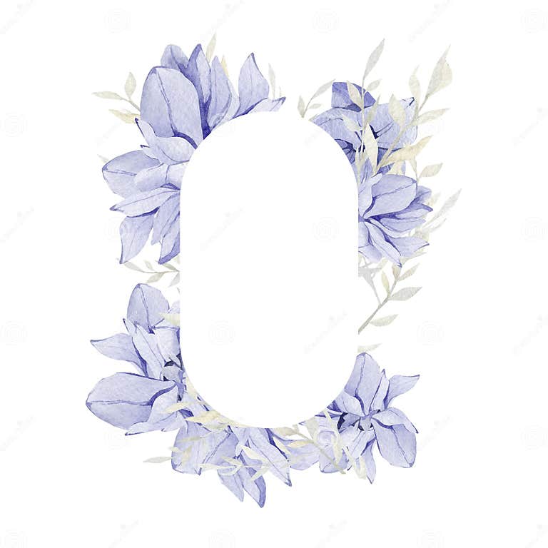 Violet Floral Bouquet Watercolor Illustration With Hand Drawn Boho