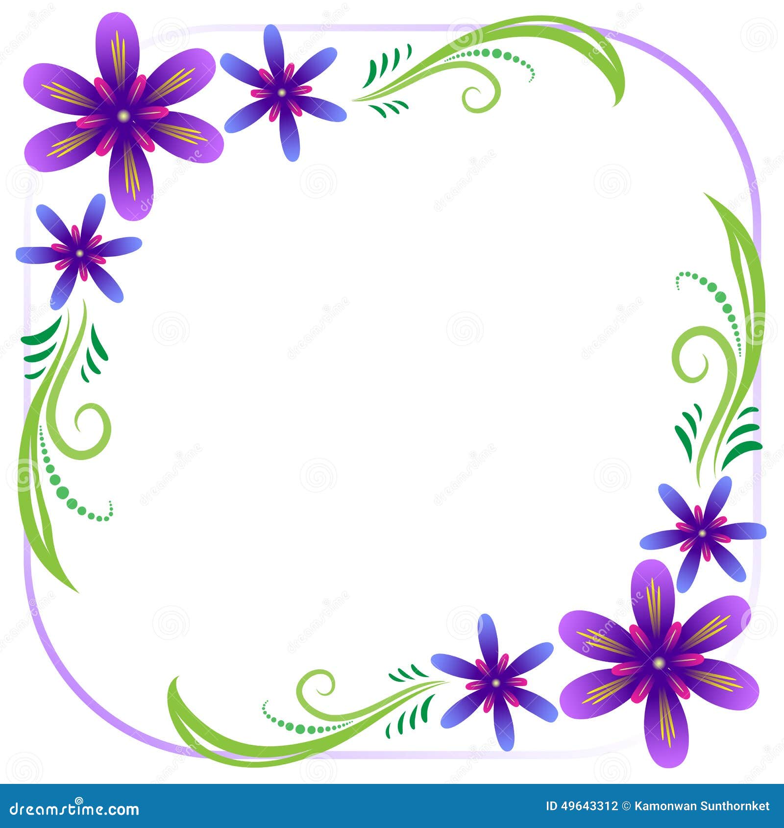 Violet floral frame stock illustration. Illustration of vector - 49643312