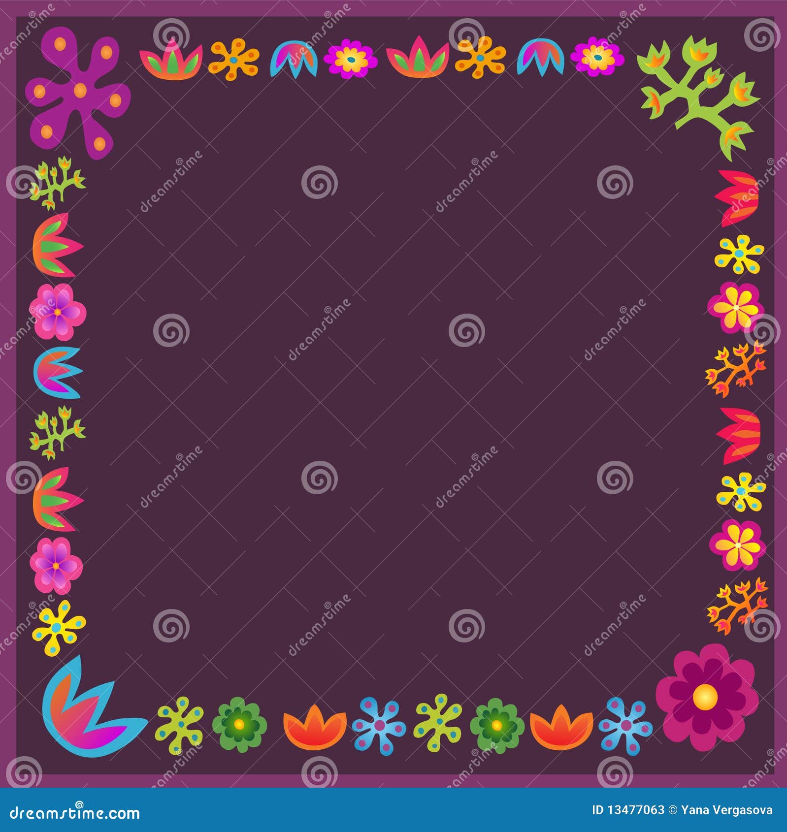 Violet flowers frame stock vector. Illustration of graphic - 13477063