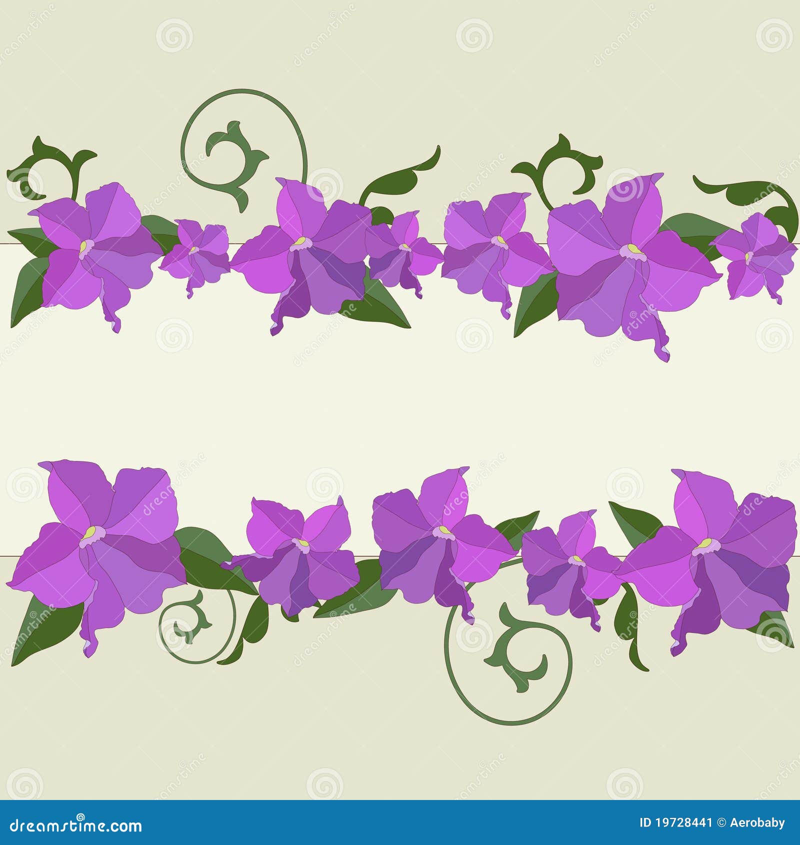 Violet Flowers and Ornate Frame Background. Stock Vector - Illustration ...