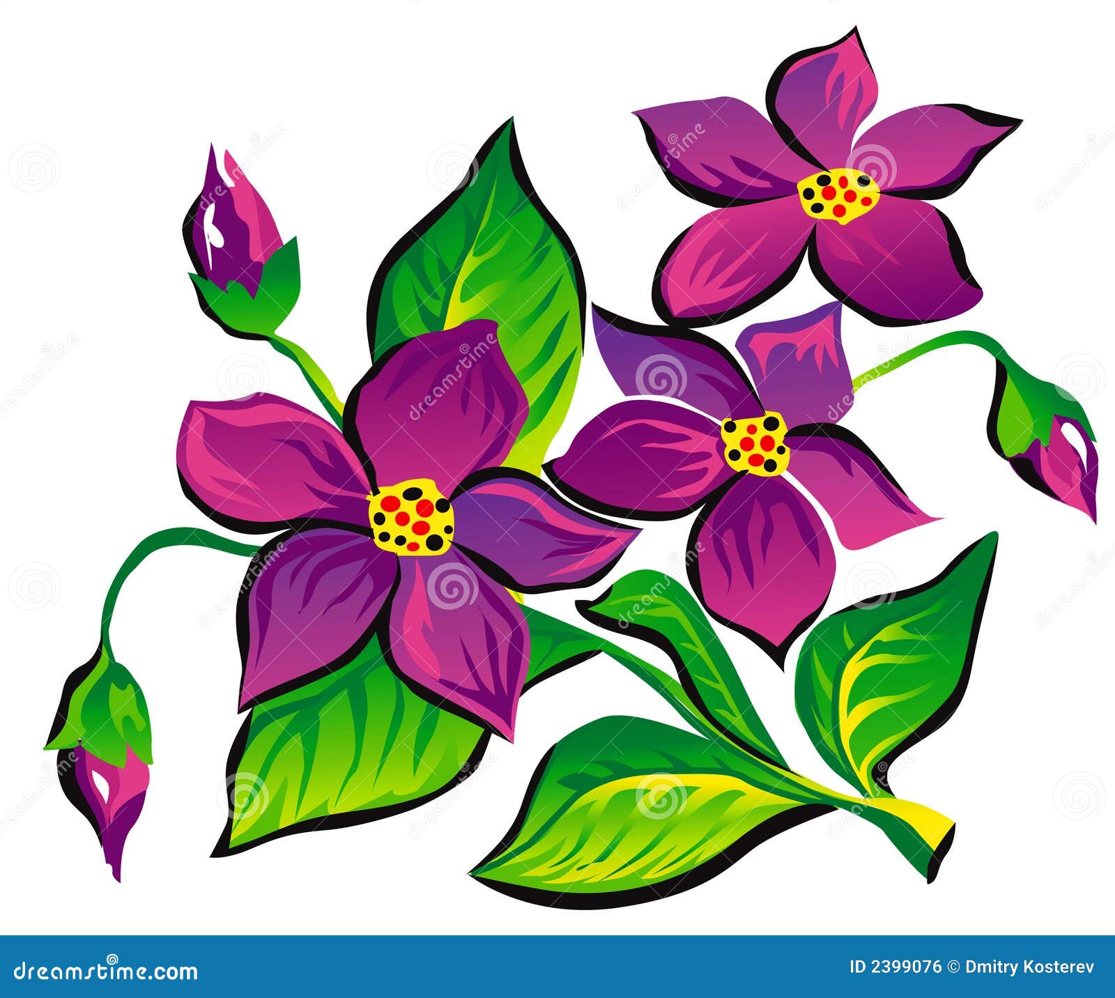 Violet Flowers (Vector) stock vector. Illustration of flower - 2399076