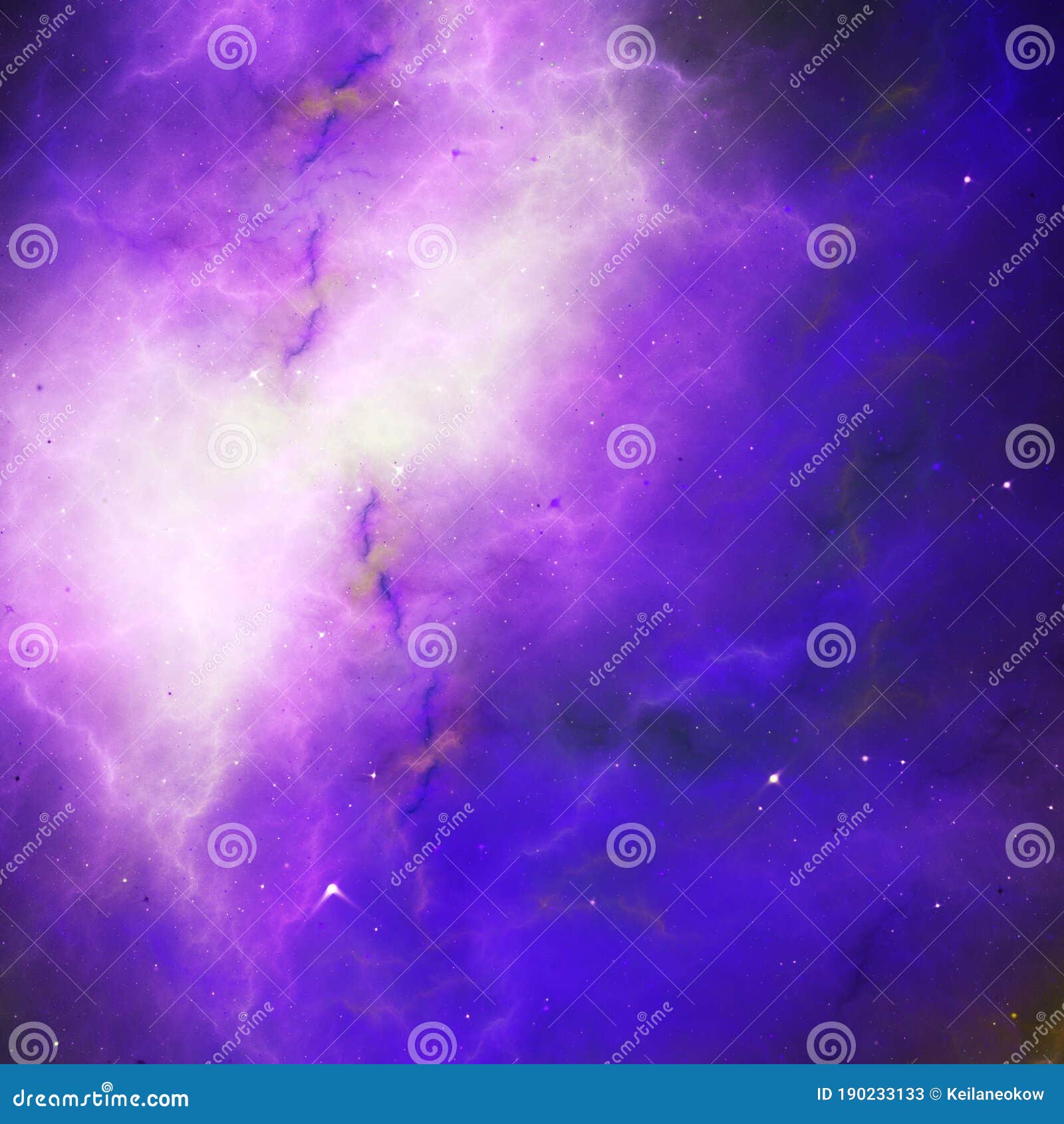 Violet Fractal Nebula with Stars Stock Illustration - Illustration of ...