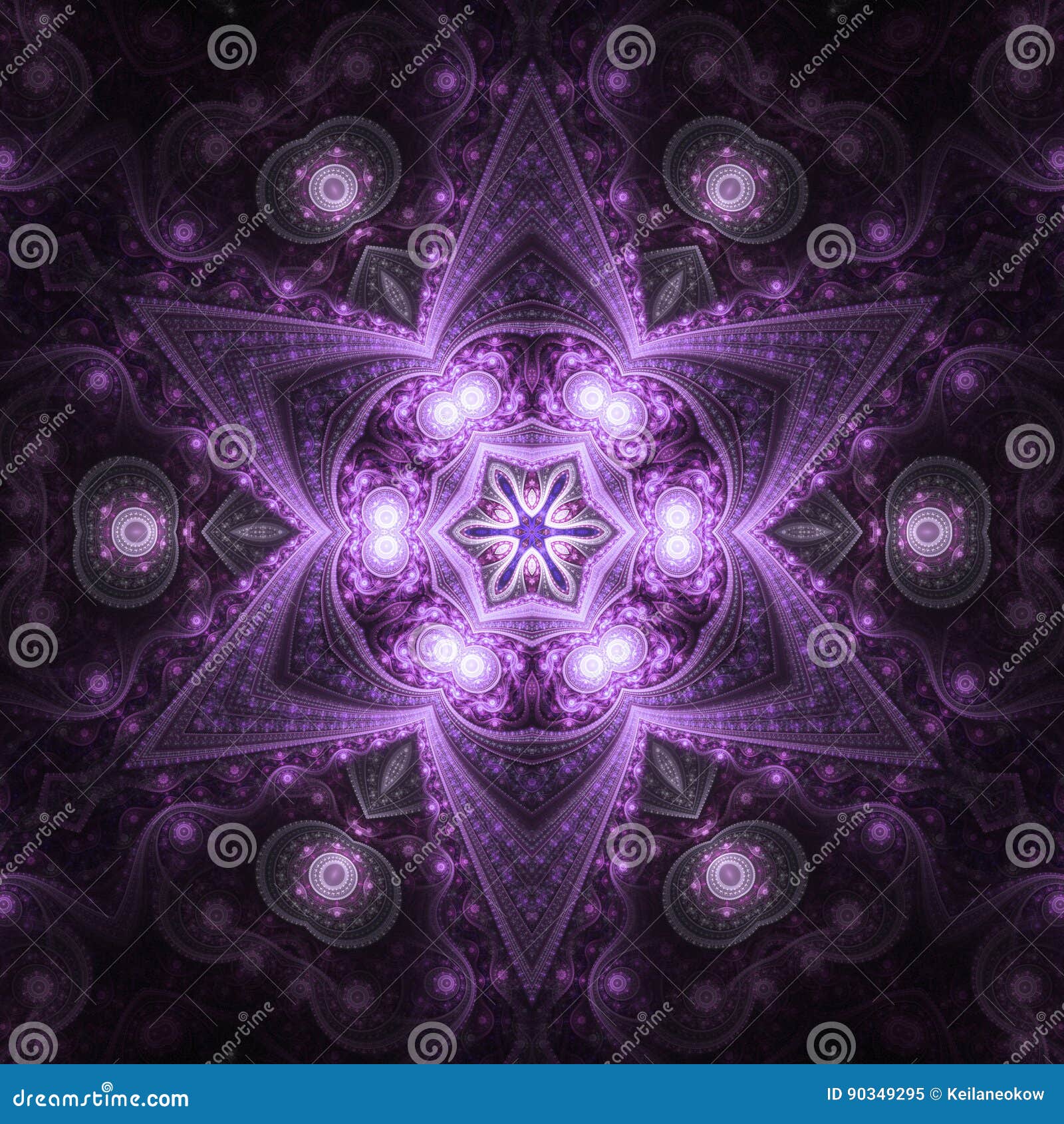 Violet Fractal Star Shaped Mandala Stock Illustration - Illustration of ...