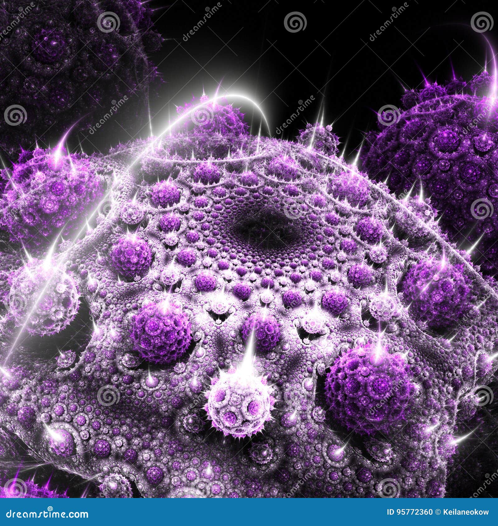 Violet fractal virus stock illustration. Illustration of molecule ...