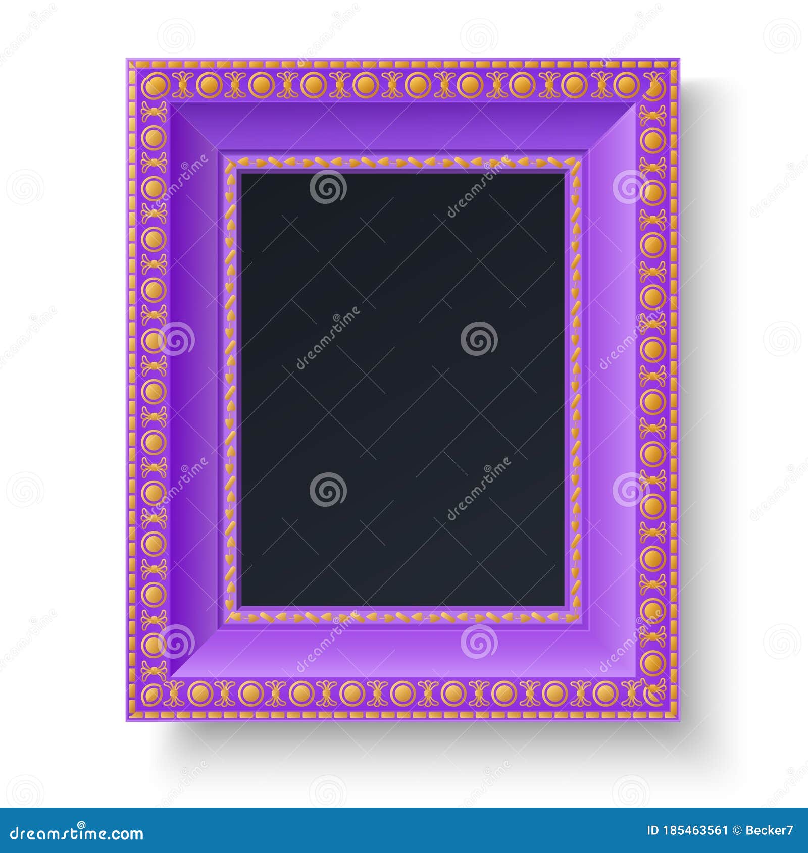 Violet Frame with Gold Patterns for Picture or Text Isolated on White ...