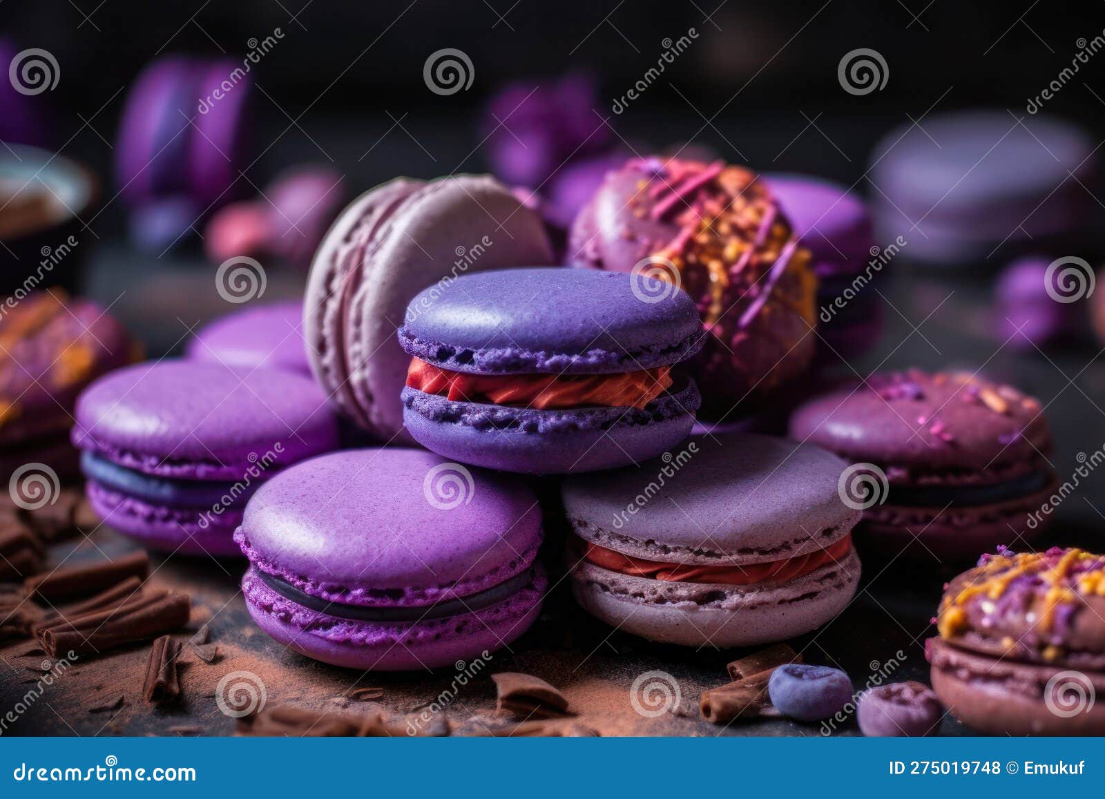 Violet French Sweets, Assorted Macaron Cookie Generative Ai Stock ...