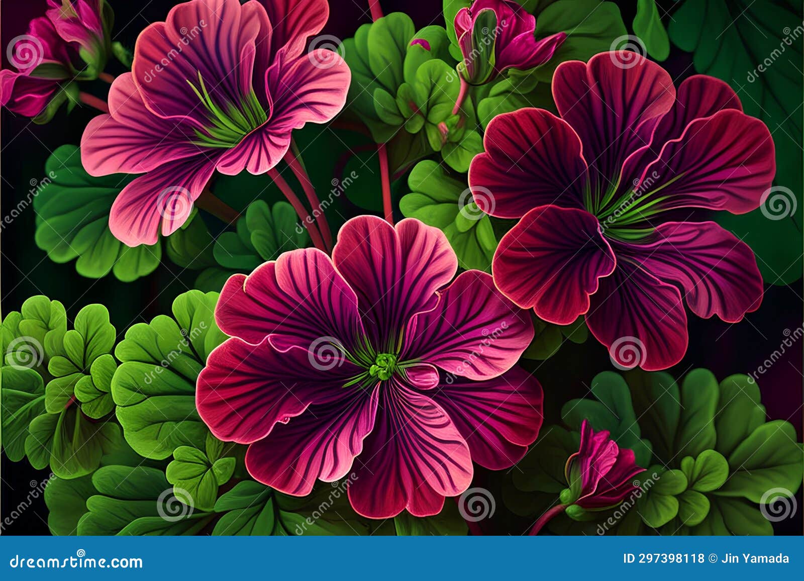 Violet Geraniums on a Dark Background. Vector Illustration Stock ...