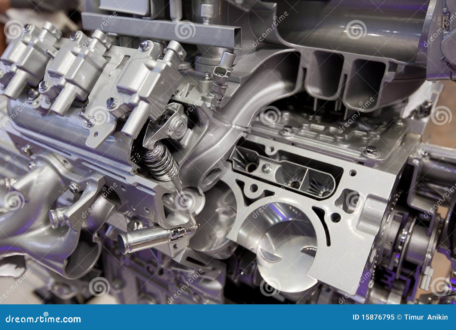 Violet Glares on Mighty Ultramodern Engine Stock Image - Image of steel ...