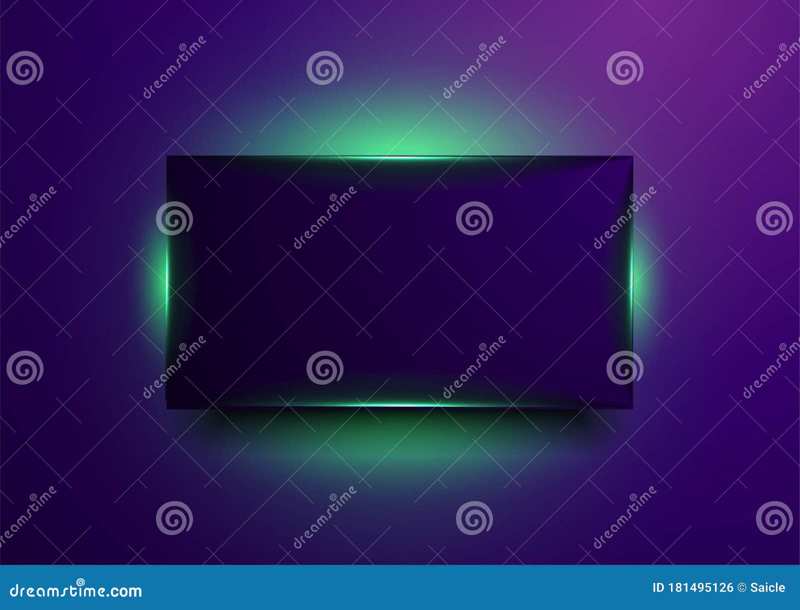 Violet Glowing Frame with Green Fluorescent Neon Light Abstract ...