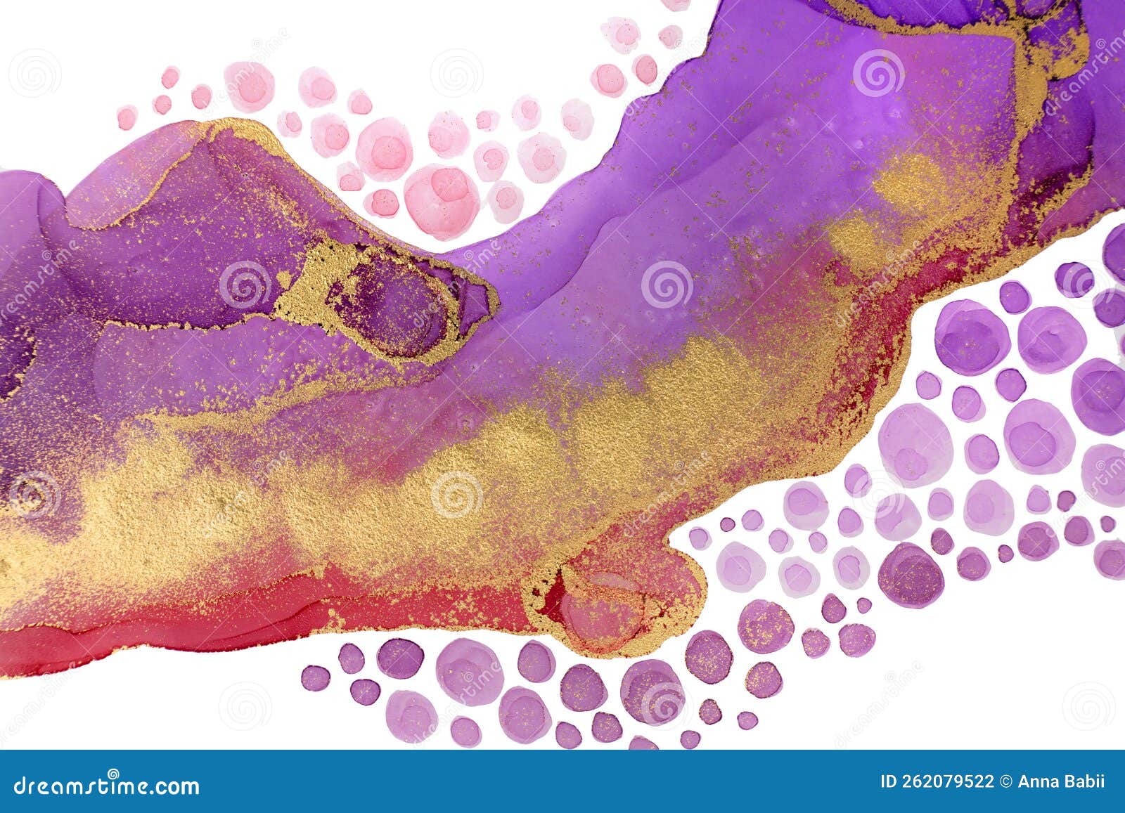 Violet and Gold Ink Flows Artwork Design Template with Copyspace Stock ...