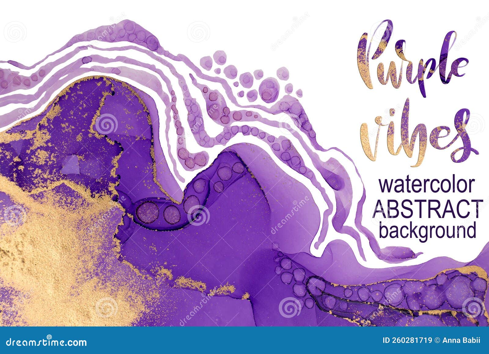 Violet and Gold Ink Flows Artwork Design Template with Copyspace Stock ...